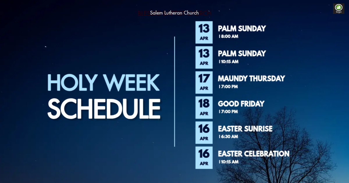 Holy Week Schedule – 2025 – Salem Lutheran Church